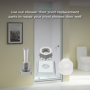Shuisen Shower Door Pivot Pin Kit with Pivot Bushing for Pivot Shower Door,Shower Door Repair Kit #SDPP01#SPB12 for Framed Swing Shower Doors,Shower Door Replacement Parts, Shower Door Pivot Hinge Kit