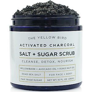 Natural Activated Charcoal Body & Face Scrub. Exfoliating Dead Sea Salt & Sugar Scrub. Deep Cleansing Pore Minimizer. Anti Cellulite, Acne, Blackhead, Scars, Wrinkle Treatment.