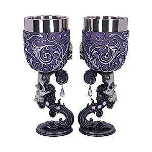 Nemesis Now B5168R0 Deaths Desire Twin Skull Heart Set of Two Goblets, Purple, 18.5cm