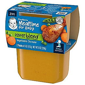 Gerber Mealtime for Baby 2nd Foods PowerBlend Baby Food Tubs, Vegetable Chicken, No Added Colors or Flavors, 2-4 Ounce Baby Food Tubs/Pack (Pack of 4)