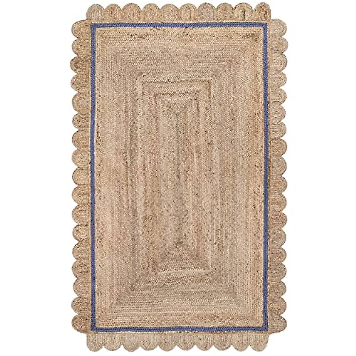 nuLOOM Tera Petals Braided Jute Area Rug, 4x6, Blue