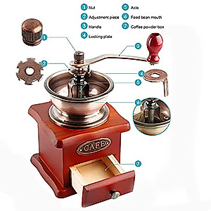 Manual Coffee Grinder, Hand Crank Coffee Grinders Vintage Style Hand Coffee Grinder Roller Classic Coffee Mill Hand Crank Coffee Grinders for Drip Coffee French Press