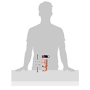 Pyrex 24-Oz Color Changing Water Bottle with Flip-Top Lid, Leakproof and Textured Glass Reusable, Eco-Friendly, BPA-Free Silicone Coating, Happy Floral