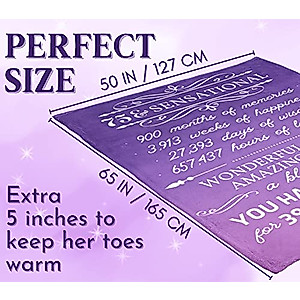 InnoBeta 75th Birthday Gifts for Women, Birthday Presents for 75 Year Old Women - 75 & Sensational - Grandma, Greatgrandma, Mom, Aunt, Sister - Flannel Throw Blanket - Purple, 50"x 65"