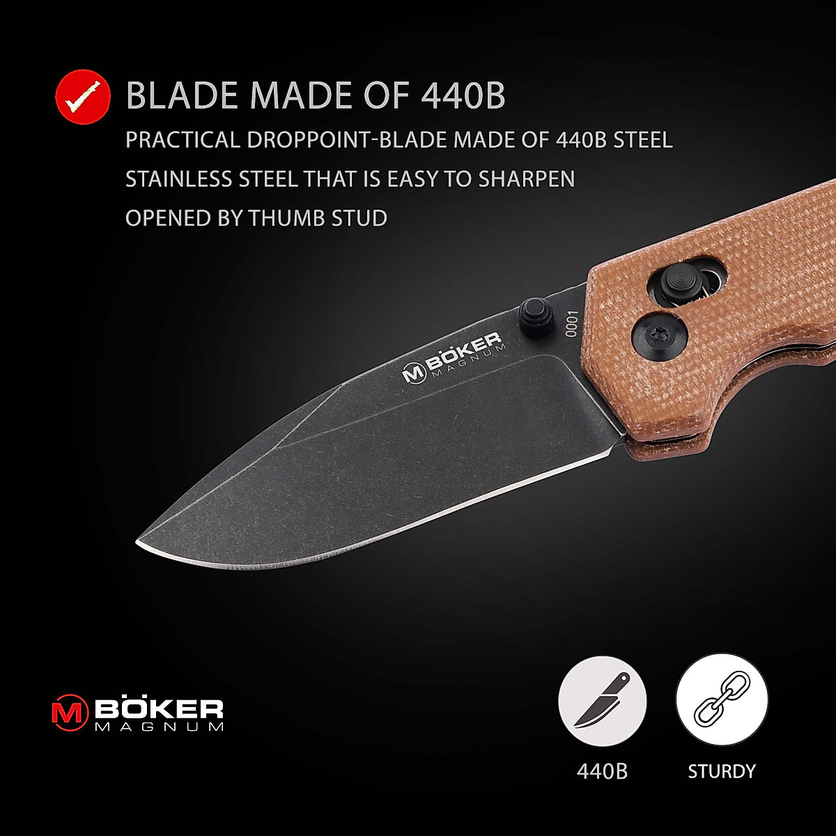 Böker MAGNUM Rockstub Brown Micarta -01SC710