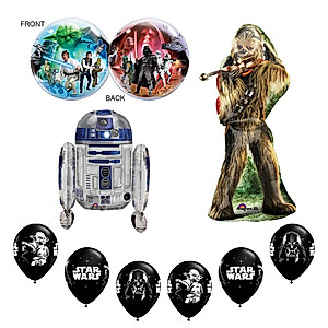Anagram Star Wars Deluxe Happy Birthday Balloons Decoration Supplies Chewbaca R2D2 Chewy
