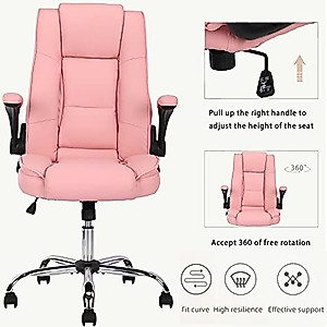 High Back Executive Office Chair, Posture Ergonomic PU Leather Office Chair. Computer Desk Chairs with Padded Flip Adjust Armrests, Adjustable Tilt Lock, Swivel Rolling Chair for Adult Working Study