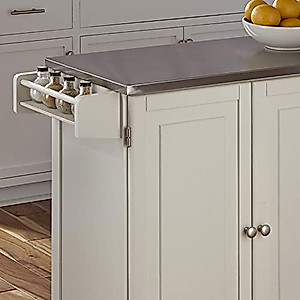 Homestyles Kitchen Cart with Stainless Steel Metal Top Rolling Mobile Kitchen Island with Storage and Towel Rack 54 Inch Width Off White