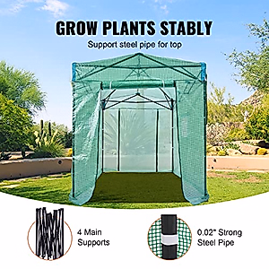 VEVOR Pop Up Greenhouse, 8 x 6 x 7.5 ft Pop-up Green House, Set Up in Minutes, High Strength PE Cover with Doors & Windows and Powder-Coated Steel Frame, Suitable for Planting and Storage, Green