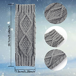 Justay 2 Pairs Women Winter Warm Knit Fingerless Gloves Hand Crochet Thumbhole Arm Warmers Mittens