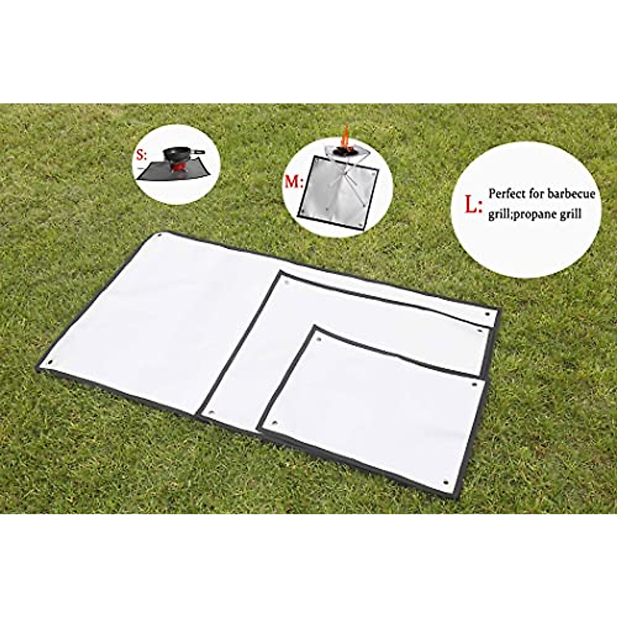 Hikeman Fire Pit Mat Silicone Fireproof Table Top Fireplace Bowl Pad Portable firepit Accessory for Outside Campfire Grill Camping Stove to Protect Deck Lawn from Popping Embers (L 41"x23")