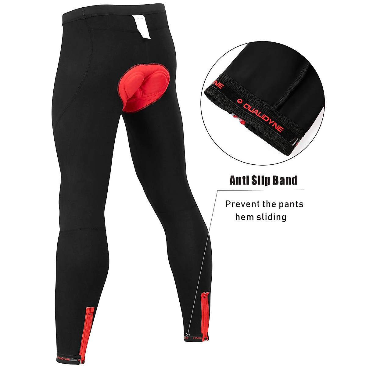 qualidyne Men's Cycling Bike Pants 4D Padded Road Bicycle Tights Outdoor Biking Leggings