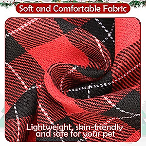 Elegant Bowtie Plaid Dog Dress Cute Checked Puppy Skirt Pet Outfit Clothes for Small Medium Cats Dogs(Red S)