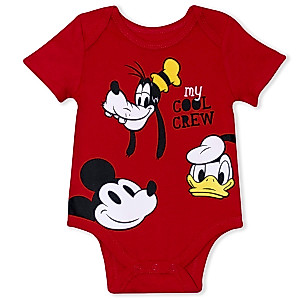 Disney Mickey Mouse, Lion King, and Winnie the Pooh Baby Boys 5 Pack Bodysuits for Newborn and Infants