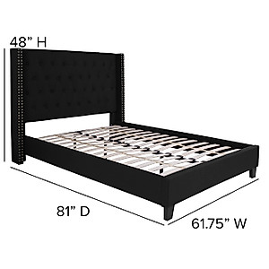 Flash Furniture Riverdale Full Size Tufted Upholstered Platform Bed in Black Fabric