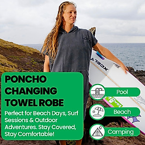 COR Surf Poncho Changing Towel Robe with Hood and Front Pocket | Thick Quick Dry Microfiber Wetsuit Poncho Towel for Surfing Beach Pool Swim (Medium - Retro Sand)