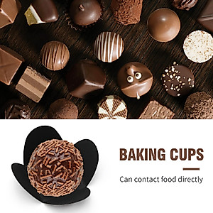 200Pcs Cupcake Liners, Truffle Wrappers Paper Chocolate Cups Candy Cups Baking Liners for Wedding Party Birthday Baby Shower Christmas Valentine Day (Black)