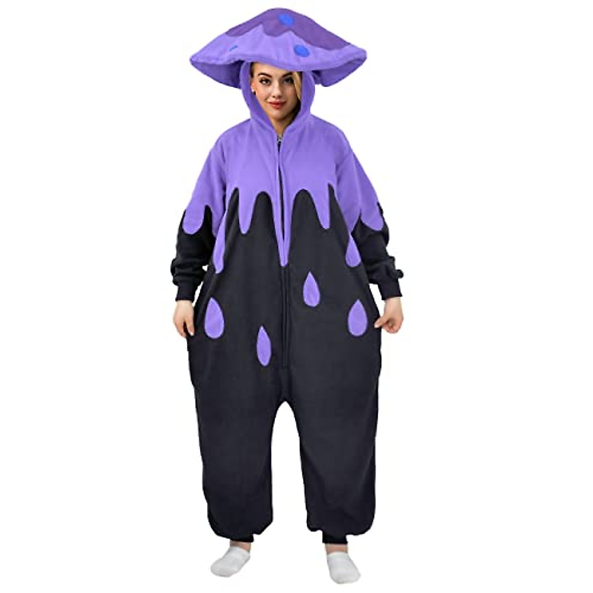 XIGUAGUO Adult Cartoon Mushroom Onesie Costume Animal Cosplay Christmas Homewear Pajamas Sleepwear for Women and Men