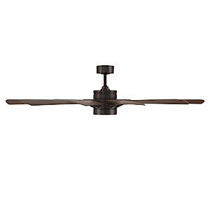 Windmill Indoor and Outdoor 12-Blade Smart Ceiling Fan 65in Oil-Rubbed Bronze Dark Walnut with 3000K LED Light Kit and Remote Control works with Alexa and iOS or Android App