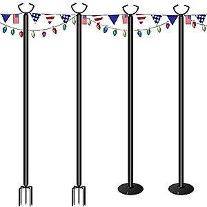 MARVOWARE 4Pcs String Light Poles for Outdoors Weather Resistant,Stainless Steel Tall,Christmas Decoration,Light Pole for House Garden Patio Wedding Cafe Party(No Light Bulb Included)