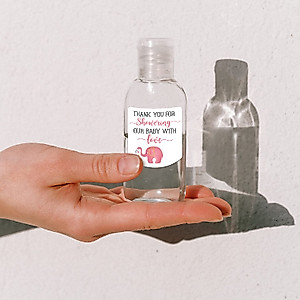 Hand Sanitizer Labels Thank You for Showering Our Little One with Love Stickers, Baby Shower Favor Party Favors Girls., Blue,1.26inches x 1.39inches