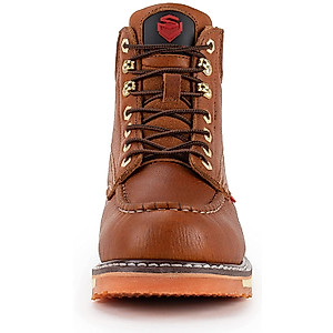 SUREWAY 6” Mens Heavy Duty Steel/Composite/Soft Toe Work Boots for Men,Goodyear Welt,Extremely Comfortable Durable Proved,Superior Oil/Slip Resistant,Thicker Leather,Wedge Sole,Moc Toe Work