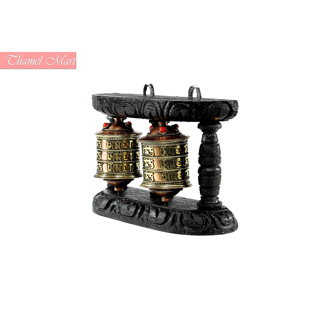 WALL HANGING TIBETAN PRAYER WHEEL - 2 IN 1 WOODEN HANDCARVED FROM NEPAL