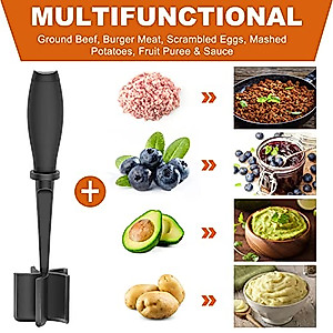 Meat Chopper, Heat Resistant Meat Masher for Ground Beef, Hamburger Meat, 5 Curve Blade Hamburger Chopper, Ground Meat Smasher Ground Beef Chopper, Mix and Chop Kitchen Tool & Meat Browning Utensil