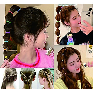 2000 PCS Hair Bands, Color Elastic Rubbers, Mini Ties for Girls' Ponytails, Soft Non-Slip Small Bands with 2 PCS Topsy Tail Tools