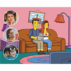Simpsons Personalized Caricature Digital Art | Wall Art | Wall Decor | Simpsons Custom Family Digital Version