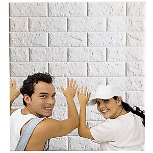 Arthome Brick Wall Panels 116 Sq.Feet Coverage,Peel and Stick 3D Wallpaper,Self Adhesive Waterproof Foam Brick for Living Room,Bedroom,Laundry,Kitchen,Fireplace,TV Wall Decoration (White 20 Pack)