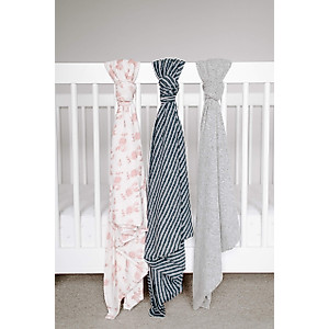 aden + anais Snuggle Knit Baby Swaddle Blanket for Newborn Girl and Boy, Versatile Stroller Cover, Burp Cloth, Nursing Shield, 47 x 47 Inch, Rosettes