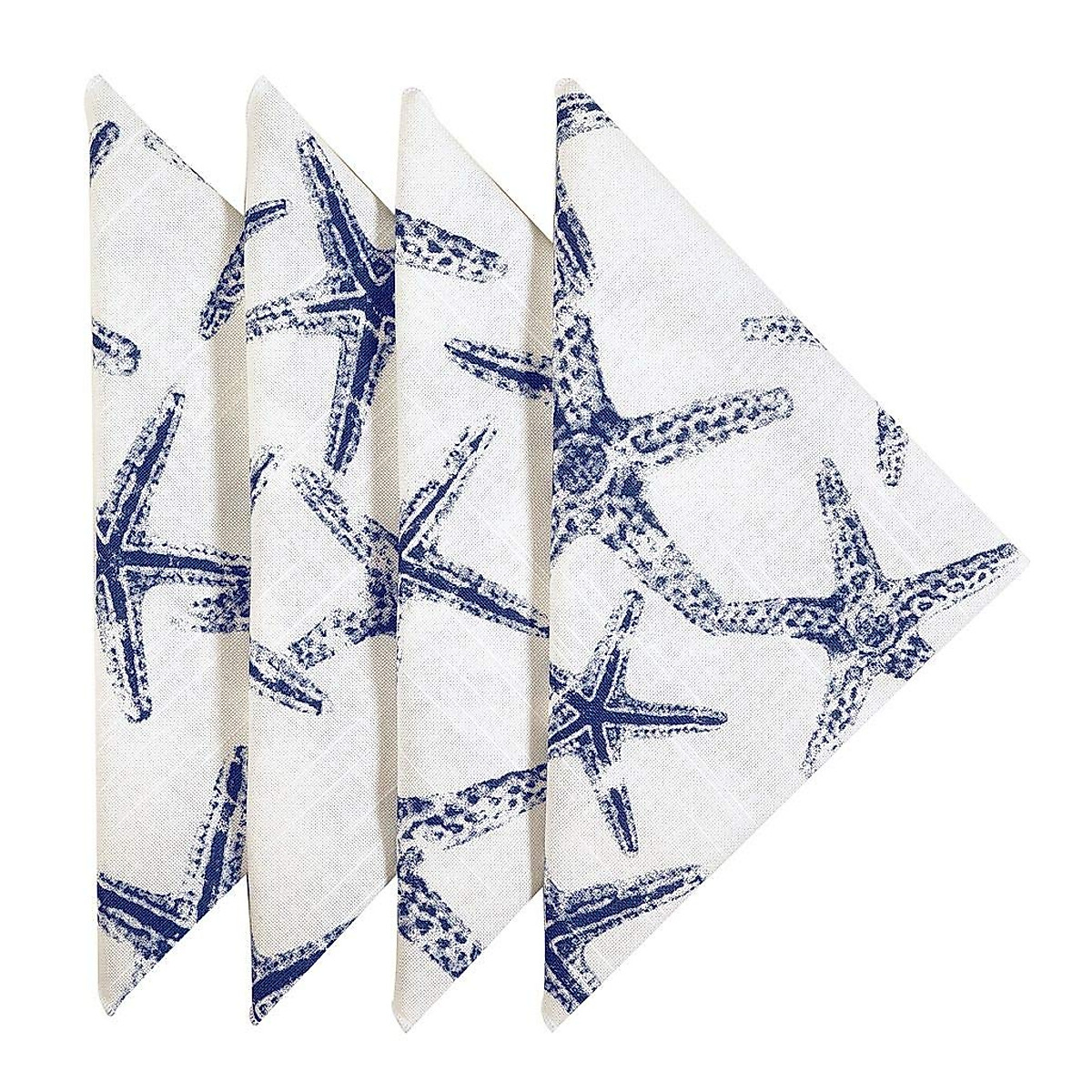 Cloth Napkins Table Linens Linen Napkins Dinner Napkins Nautical Beach Set of 12 Starfish Blue 18" x 18"