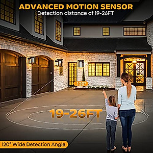 Outdoor Wall Light Fixtures, Solar Motion Porch Lights IP65 Waterproof 3 Lighting Modes for Patio Front Door Entryway, 2 Pack