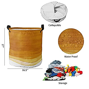 Laundry Baskets Ombre Orange Collapsible Clothes Hamper White and Burnt Orange Foldable Freestanding Laundry Hamper with Handle Storage Basket for Laundry 16.5x17in