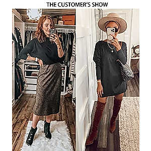 LIYOHON Oversized T Shirts for Women Tunic Tops to Wear with Leggings Long Sleeve Fall Sweaters Dressy Tops Black-L