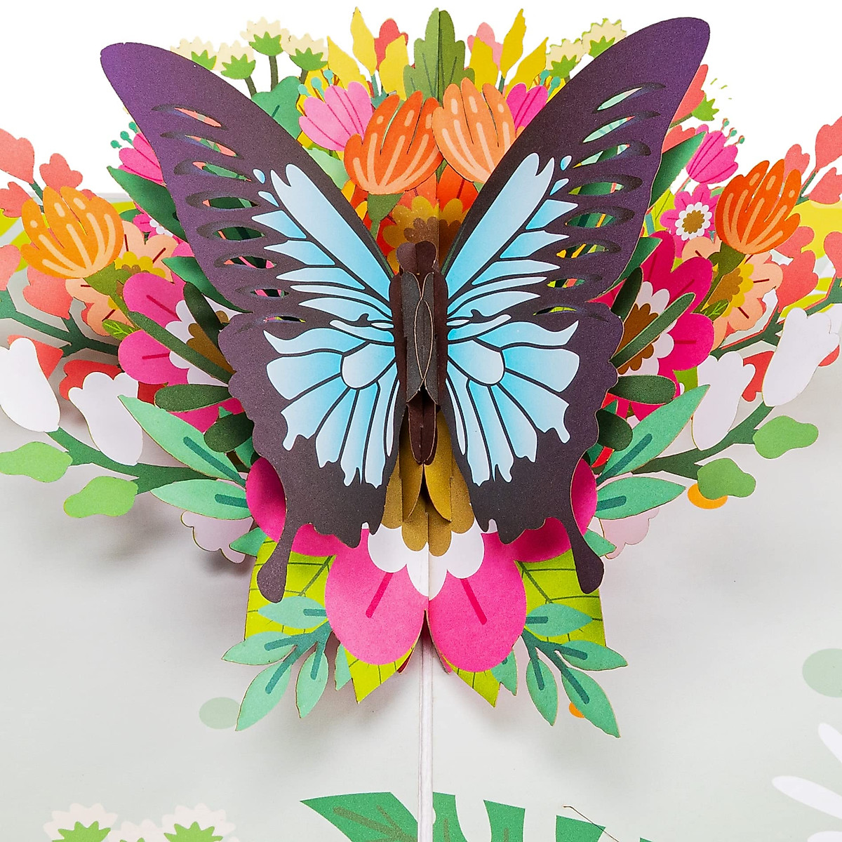 Paper Love 3D Spring Butterfly Pop Up Card, Gift for Birthday, Wedding, Anniversary, Thank You, Get Well, All Occasion or Just Because - 5" x 7" Cover - Includes Envelope and Note Tag
