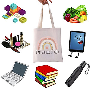 WCGXKO Religious Gift Goddaughter Gifts I am a Child of God First Communion Gifts Baptism Gifts for Godchild (I am a Child of God tote)
