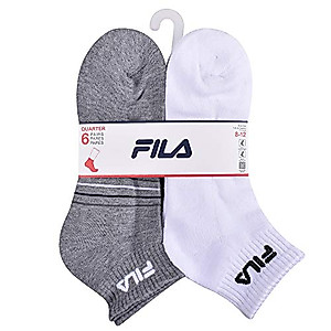 Fila mens Striped Half Cushion Quarter Socks, Multi (6 Pack), One Size US