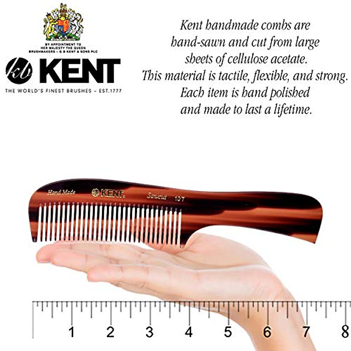 Kent 10T Large Wide Tooth Comb - Rake Comb Hair Detangler / Wide Tooth Comb for Curly Hair - Beard Combs/Hair Comb Hair Care Detangling Comb - Hair Comb for Men Hair Supplies - Natural Hair Comb Set