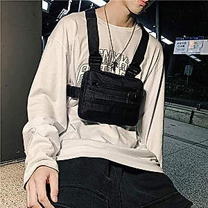 Grebest Anti-Theft Chest Bag,Adjustable Shoulder Pouch Chest Rig Bag Vest Sack Backpack Holder Small Shoulder Bag for Men Women Outdoor Travel, Hiking, Cycling Black One Size