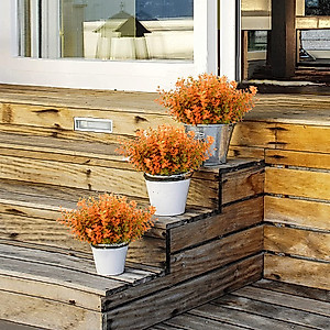 Artificial Fake Flowers, 6 Bunches of Realistic UV Resistant Faux Plastic Plants Greenery Shrubs Artificial Flowers Indoor Outside Hanging Planter Home Kitchen Wedding Garden Farmhouse Decor