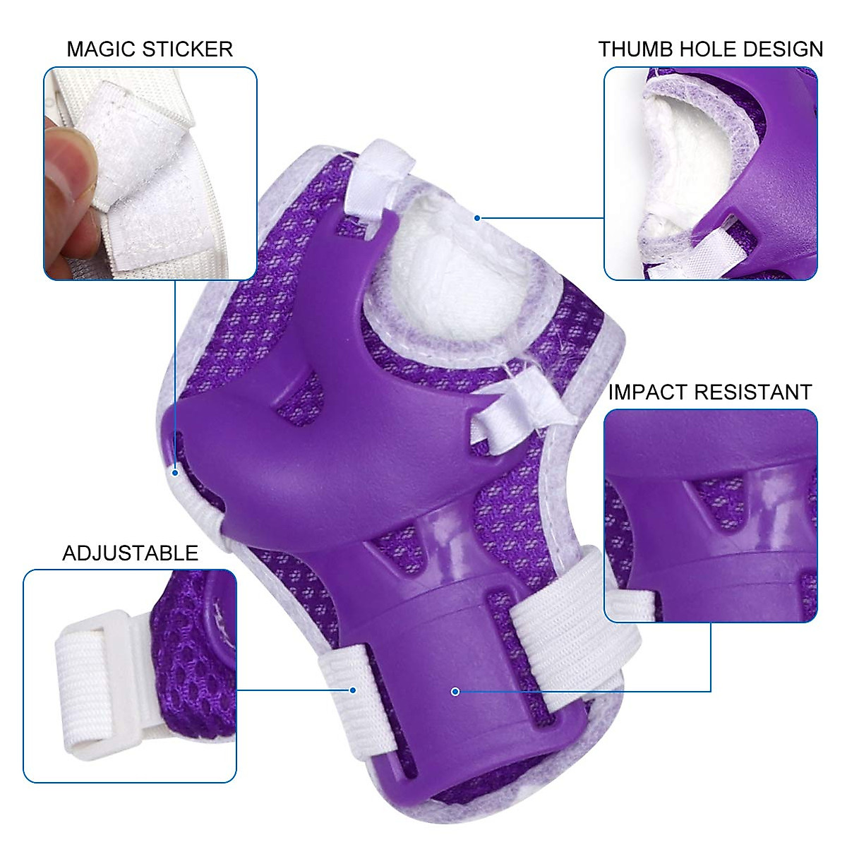 VOSAREA 1 Set 6PCS Safety Gear for Roller Skates Children Skatings Knee Pads Kids Elbow Pads Bicicleta estatica para ejercicios Protective Gear Purple Toddler Skating Equipment Balance car