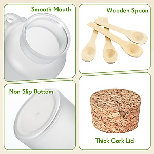 FoldTier 24 Pcs Small Jars with Spoons and Cork Lid Plastic Jar Bulk Bath Salt Jars 3.4 oz Mini Clear Food Storage Containers Kitchen Canisters Wedding Birthday Favor for Candy Spices Honey Tea Coffee