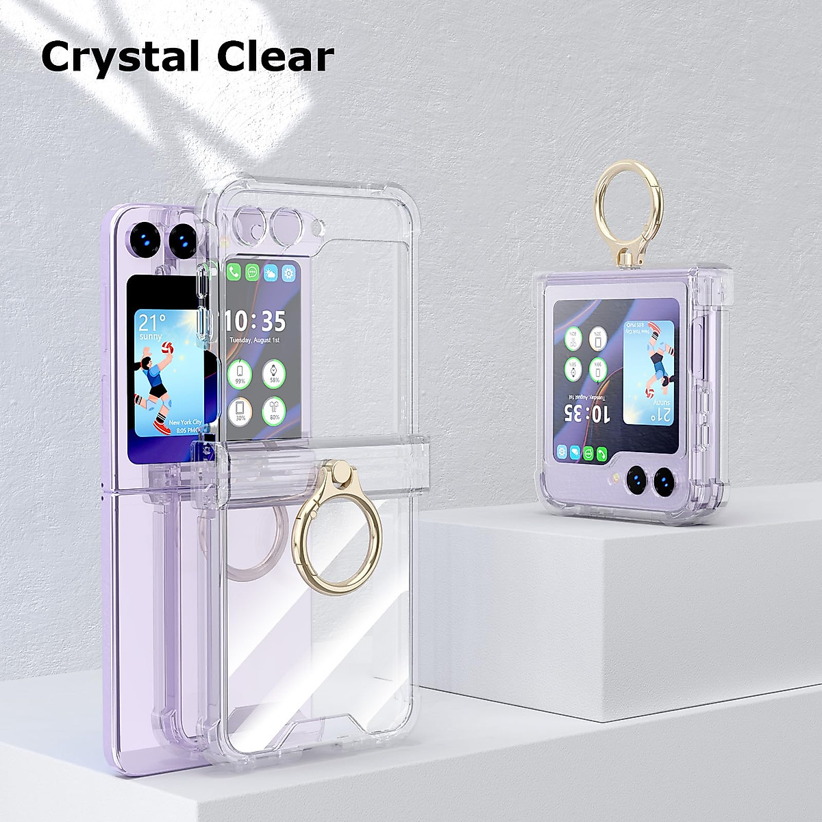 Galaxy Z Flip 5 Case with Hinge Protection Clear Samsung Flip 5 Case with Kickstand for Samsung Galaxy Z Flip 5 5G (2023) - Clear