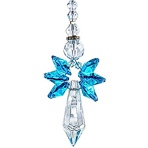 Rainbow Guardian Angel Crystal Suncatcher as Home/Car Decoration & Porch Decor & Hangings Crystal Glass Ornament (Blue)