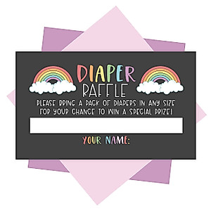 25 Rainbow Baby Shower Invitations, 25 Book Request Baby Shower Guest Book Alternative, 25 Baby Shower Diaper Raffle Tickets For Baby Shower Games To Play, After Every Storm Diaper Raffle Cards