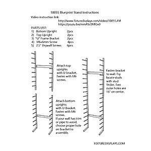 FixtureDisplays® Black Metal Blueprint Display 21X10X84" 16 Level Design Scroll Storage organizatoin Vertical 10055-NF