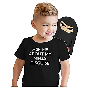Toddler Ask Me About My Ninja Disguise T Shirt Cool Karate Face Mask Flip Tee Funny Kids Shirts Ninja Apparel for Toddler Cool Flip T Shirt Childrens Black 5T
