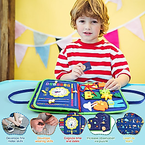 khlerox Busy Board Montessori Toy for Toddlers, Educational Learning Activity Sensory Board, Developing Sensory Toy for Fine Motor Skills, Travel Toy for Plane Car, Gift for Boys Girls